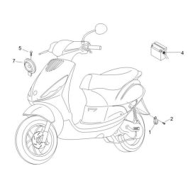 Accu - Claxon - Startrelais Piaggio Zip 2000 4-takt AC